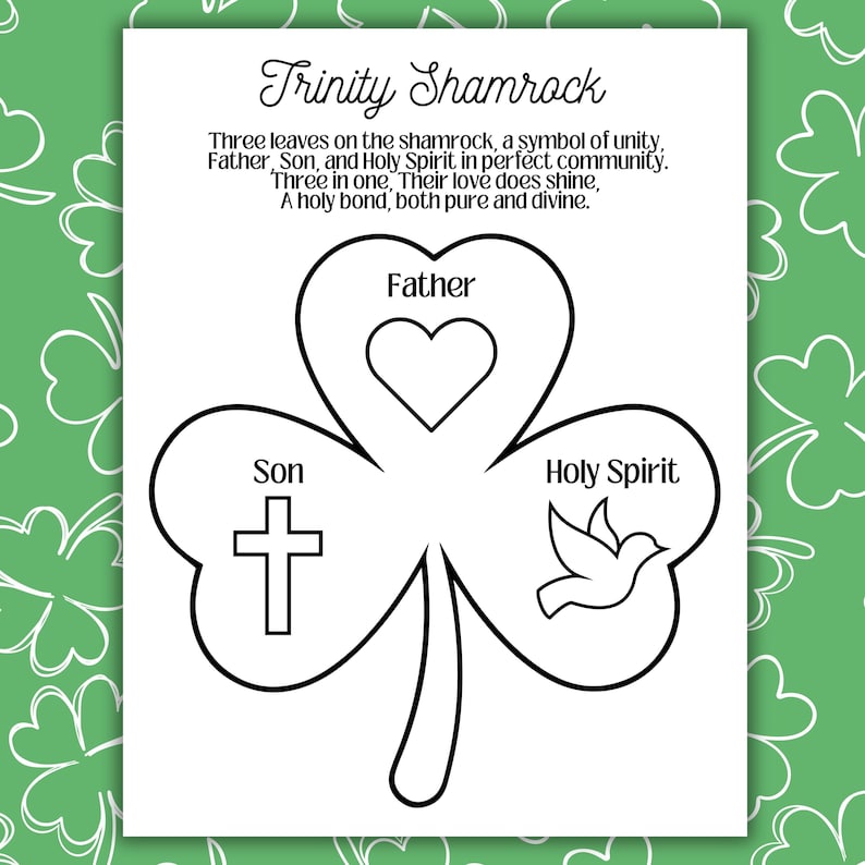 St. Patrick's Day Trinity Shamrock Coloring Page (digital Download) - Etsy