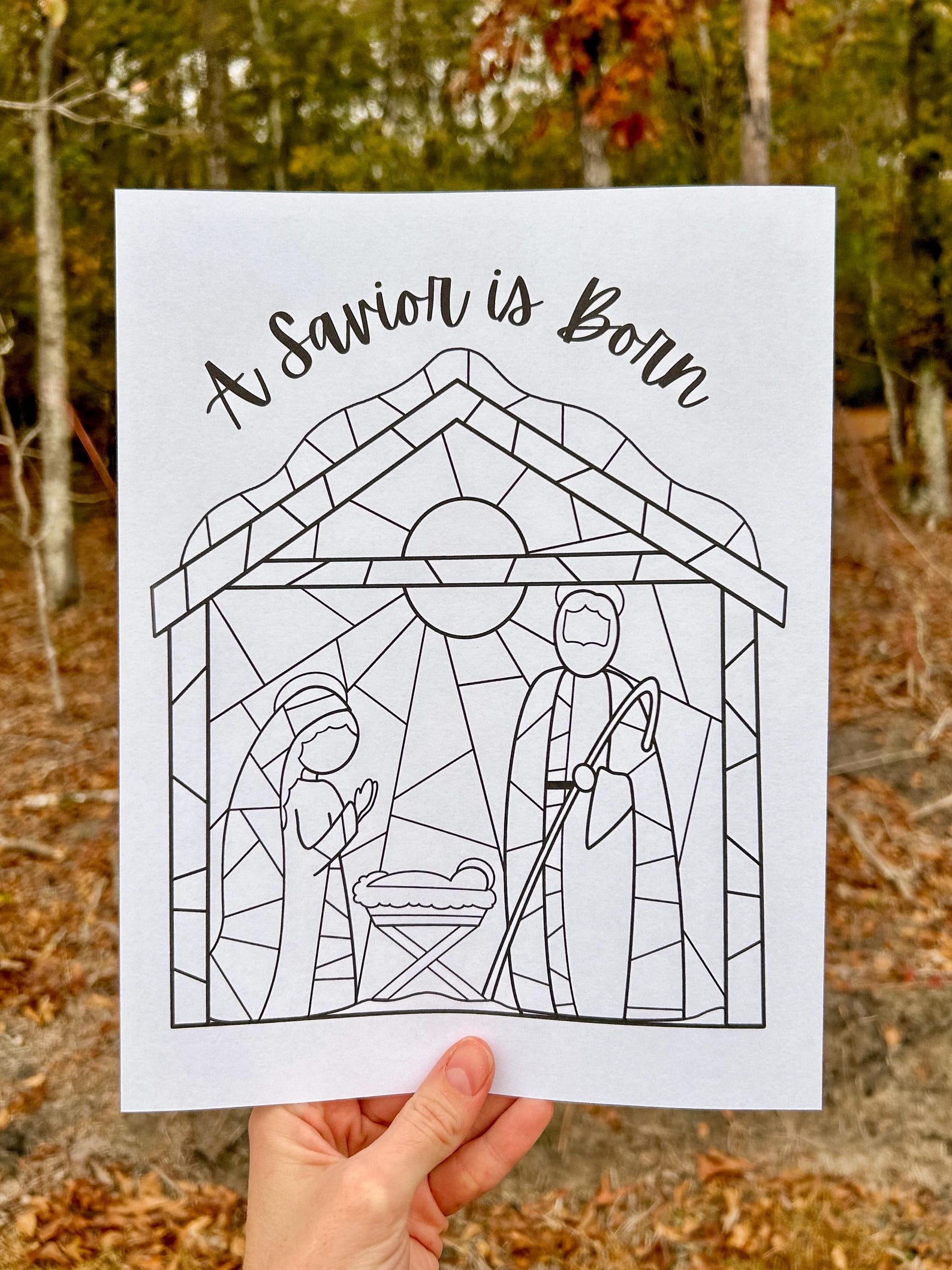 Stained Glass Nativity Coloring Pages: Religious Christmas Craft (PDF ...