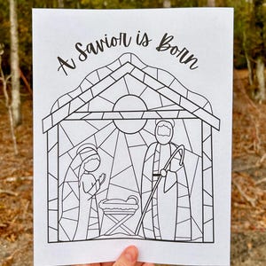 Stained Glass Nativity Coloring Pages: Religious Christmas Craft (PDF ...
