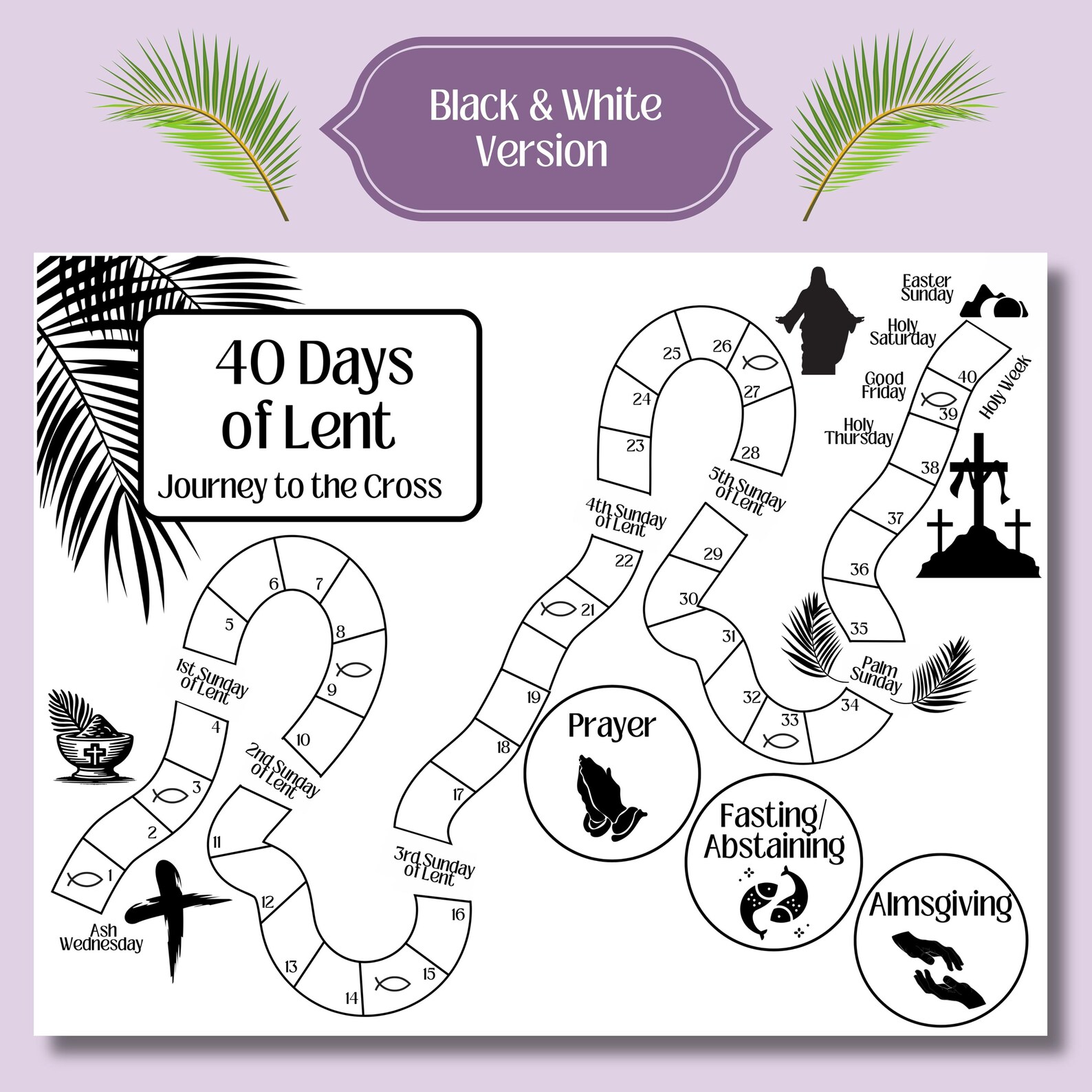 Lent Calendar 40 Days of Lent Countdown Journey to the Cross Activity ...