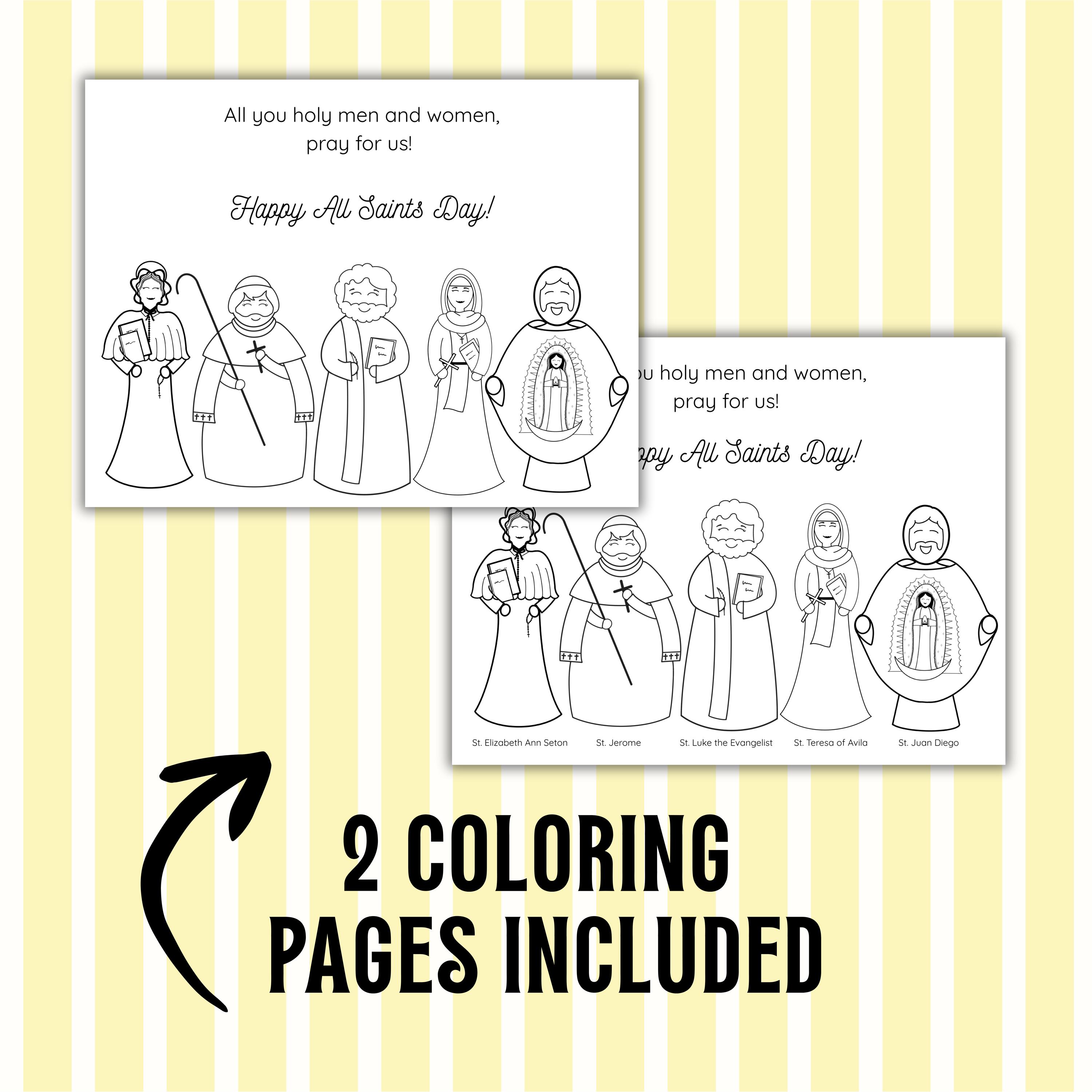 All Saints Day Coloring Pages (digital Download) - Etsy