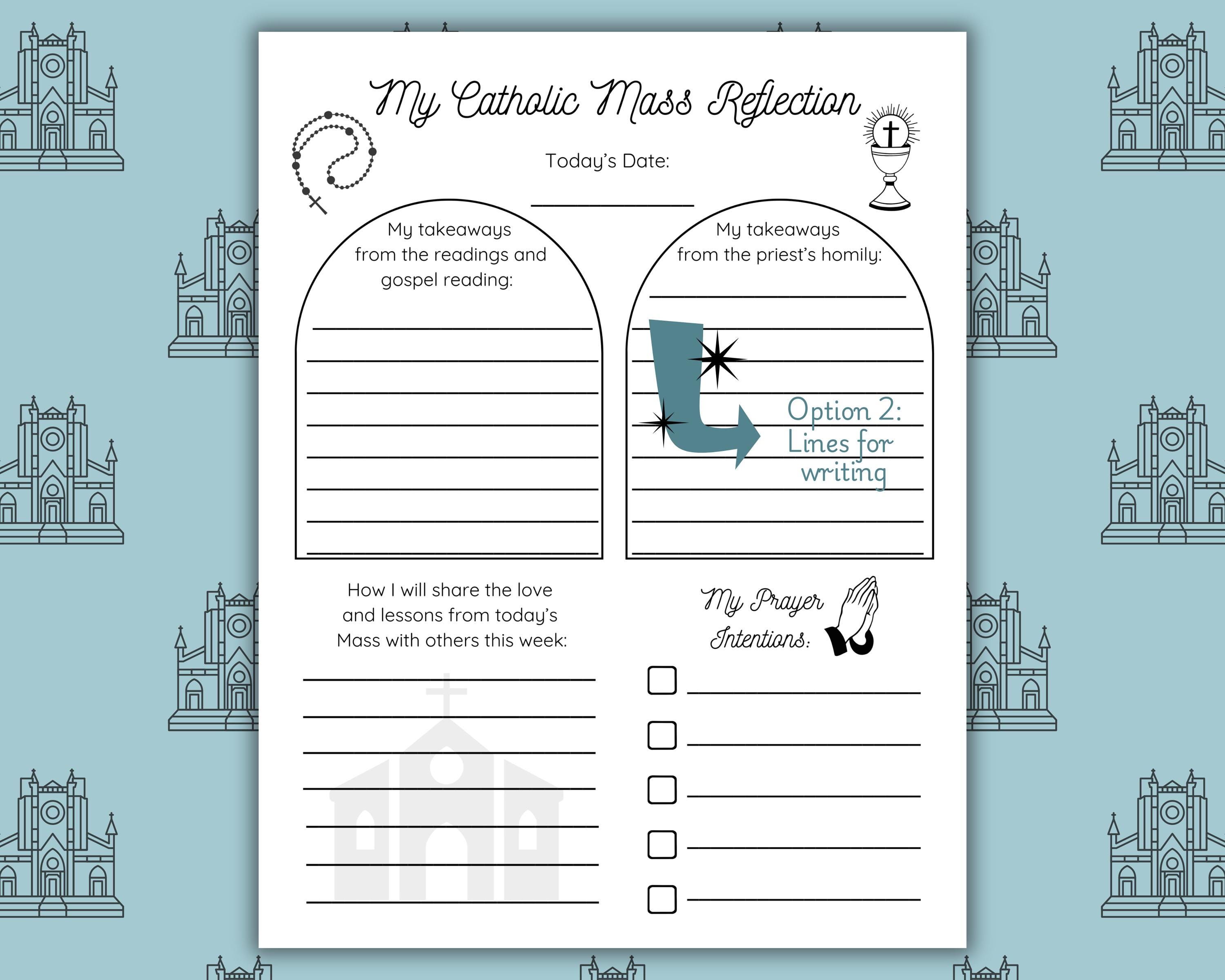 Catholic Mass Reflection Worksheet for Kids (digital Download) - Etsy