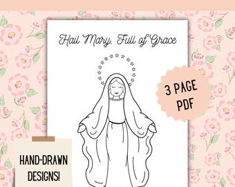 Hail Mary Coloring Page: Catholic Craft Printable (digital Download) - Etsy