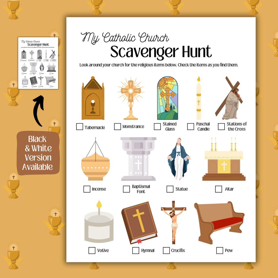 Catholic Church Scavenger Hunt for Kids (PDF) - Etsy