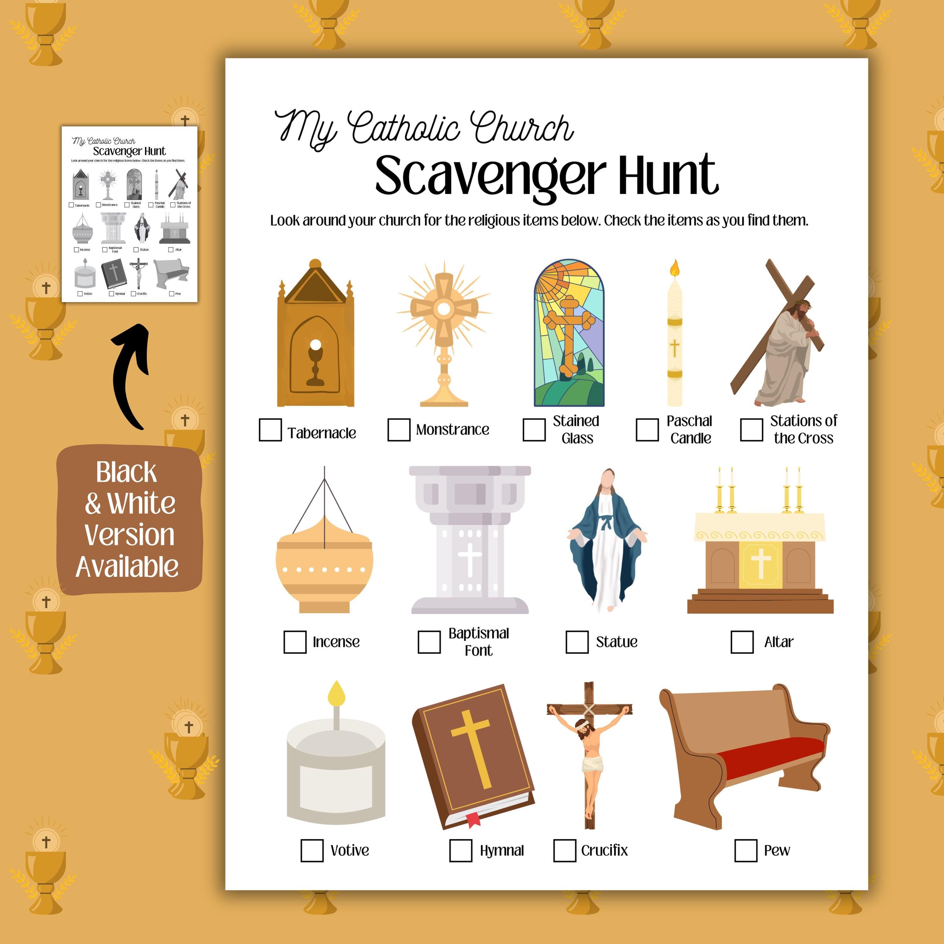 Catholic Church Scavenger Hunt for Kids (PDF) - Etsy