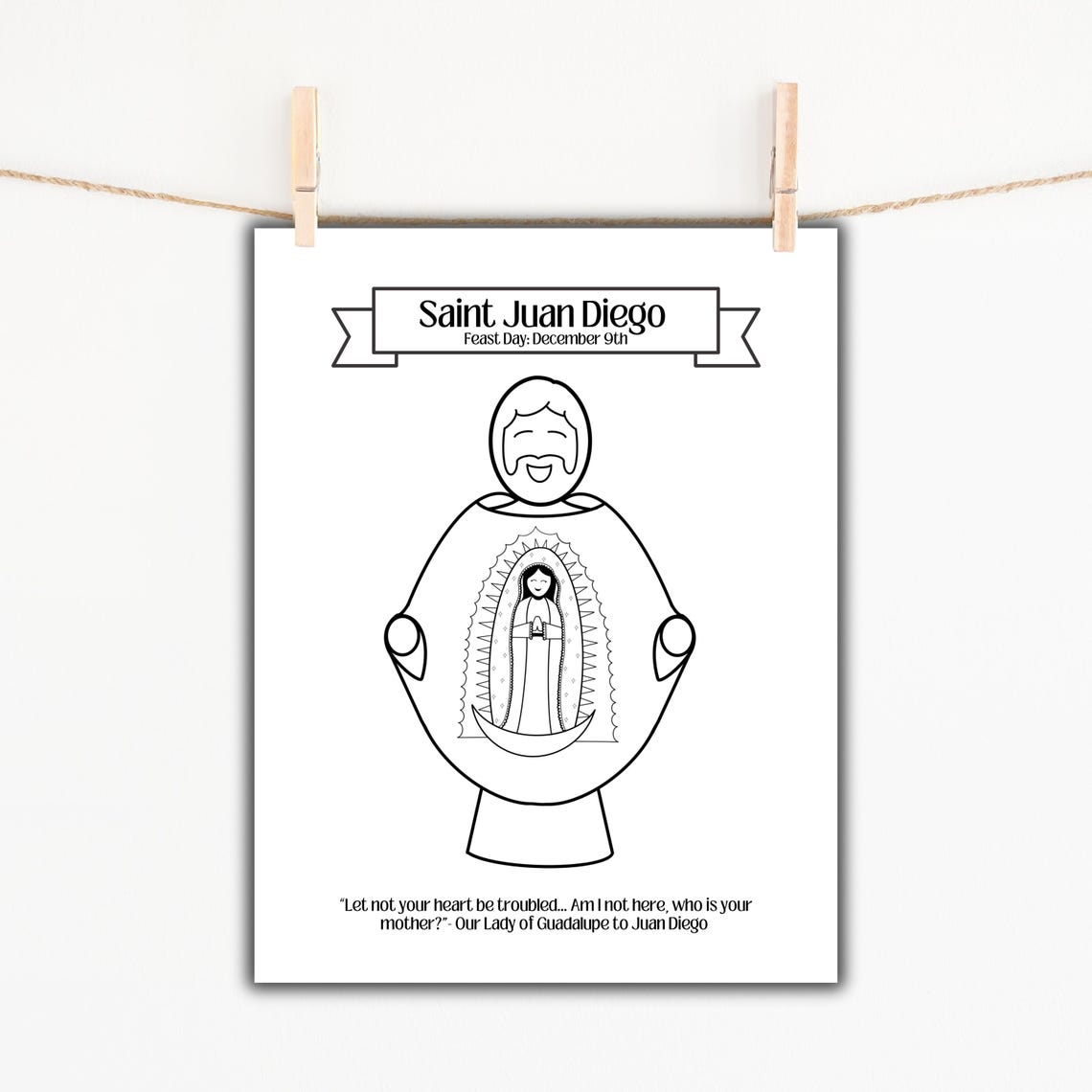 Saint Juan Diego Coloring Pages: Feast Day Activity (printable) - Etsy