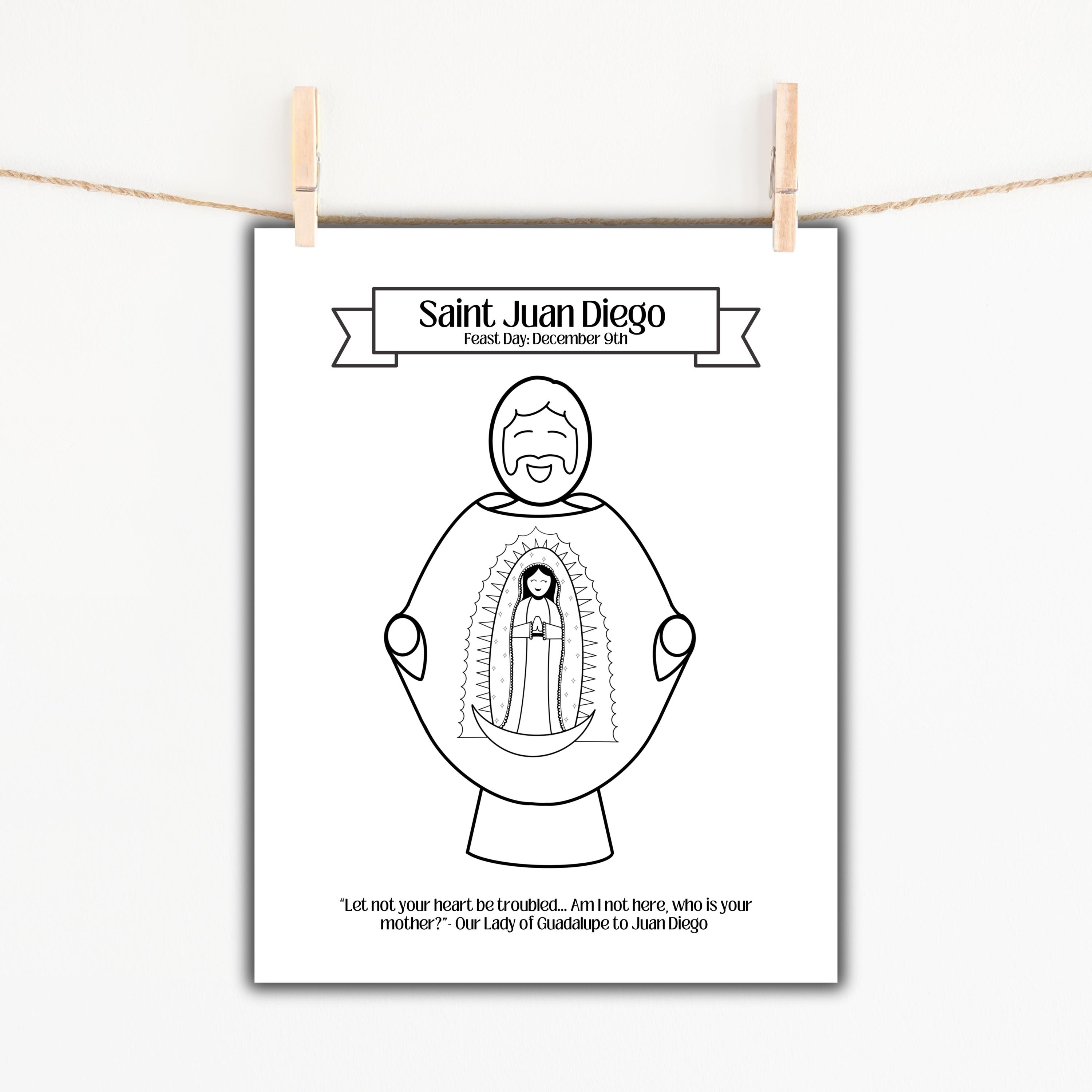 St. Juan Diego Coloring Pages Saint Juan Diego Feast Day Craft Our Lady of Guadalupe Coloring St ...