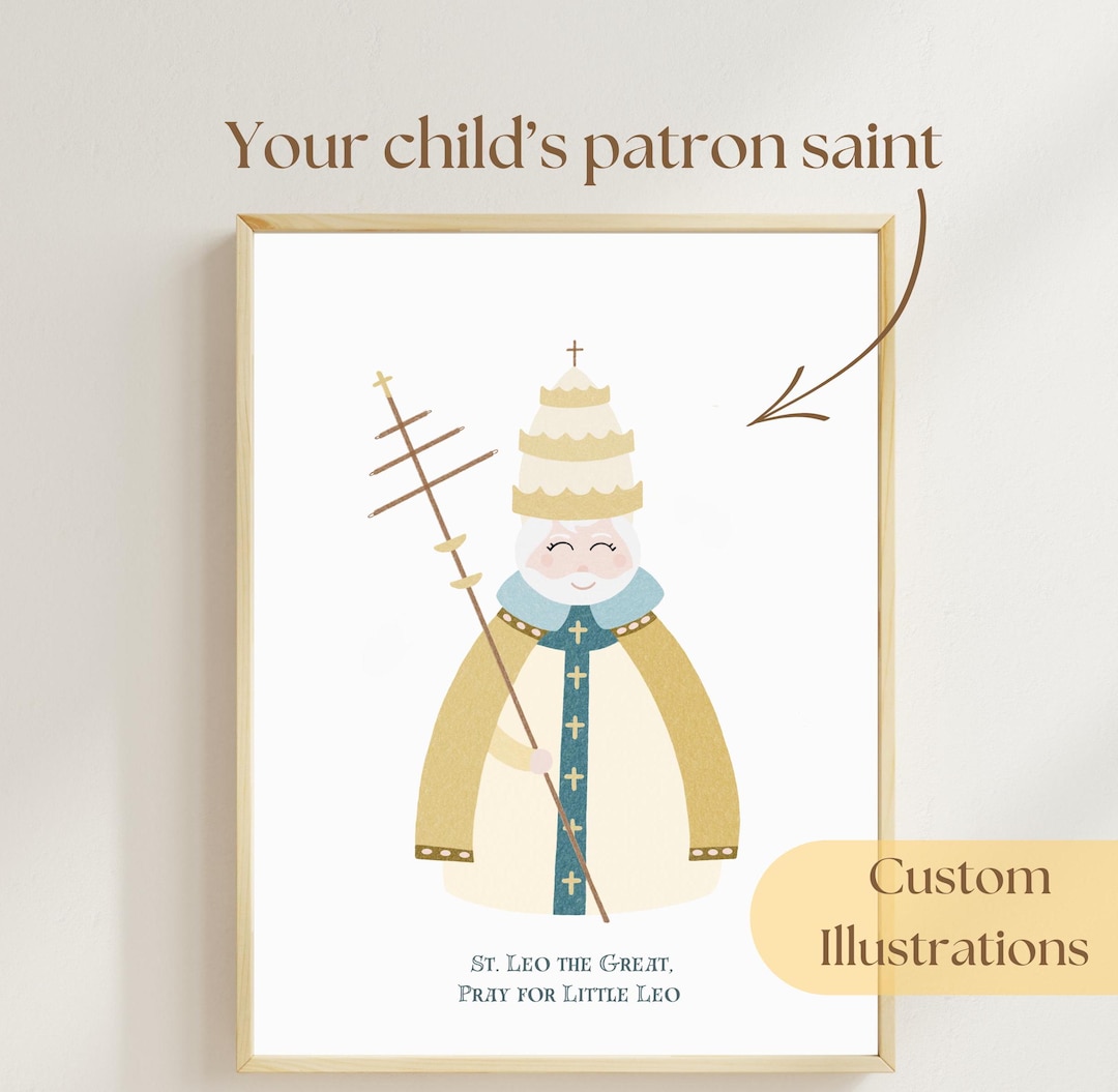 Personalized Patron Saint Illustration: Catholic Kids Gift (digital ...