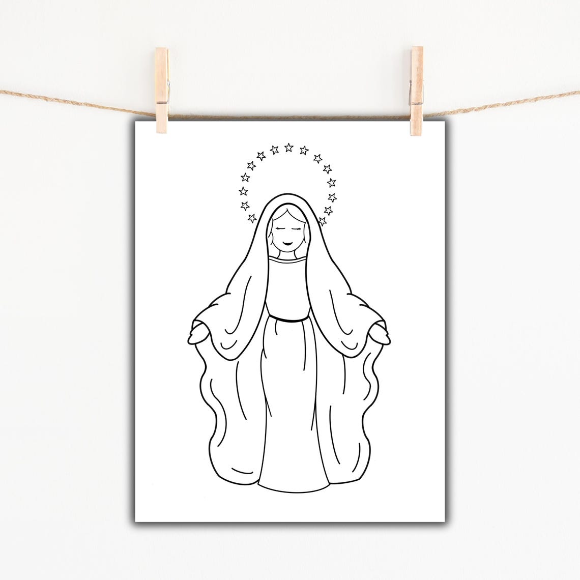 Mary Coloring Page: Catholic Craft Printable (digital Download) - Etsy