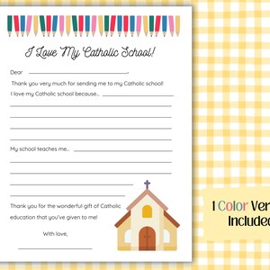 Catholic Schools Week Letter I Love My Catholic School Thank You Letter ...