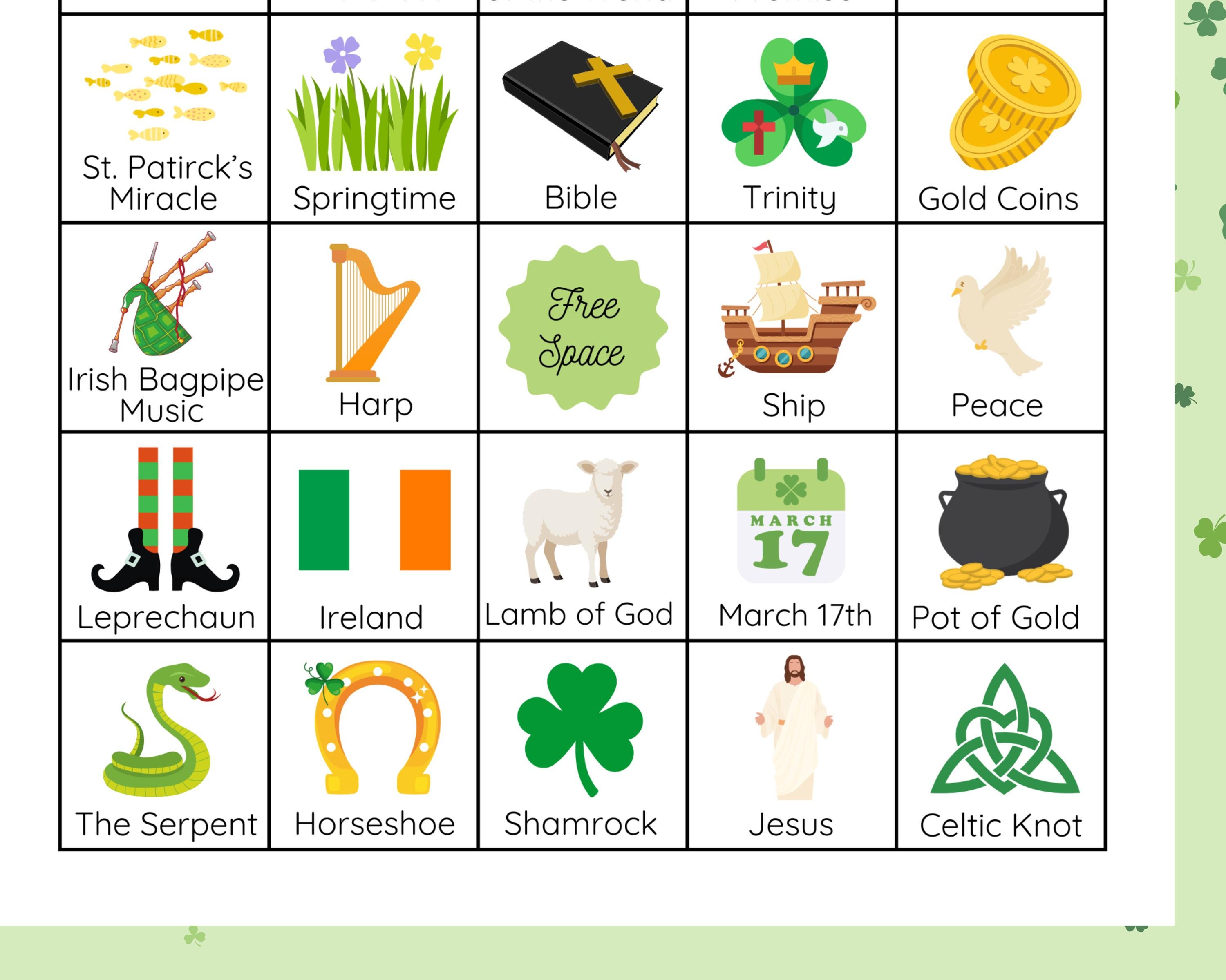 Religious St. Patrick's Day Bingo Game: Christian Activity (PDF) - Etsy