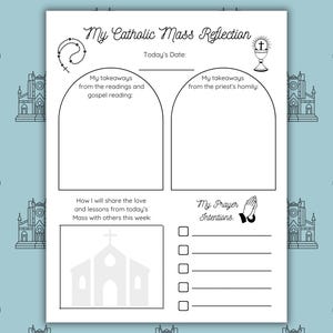 Catholic Mass Reflection Worksheet for Kids (digital Download) - Etsy