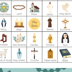 Catholic Bingo Game: 50 Unique Cards, Sunday School Activity (PDF) - Etsy
