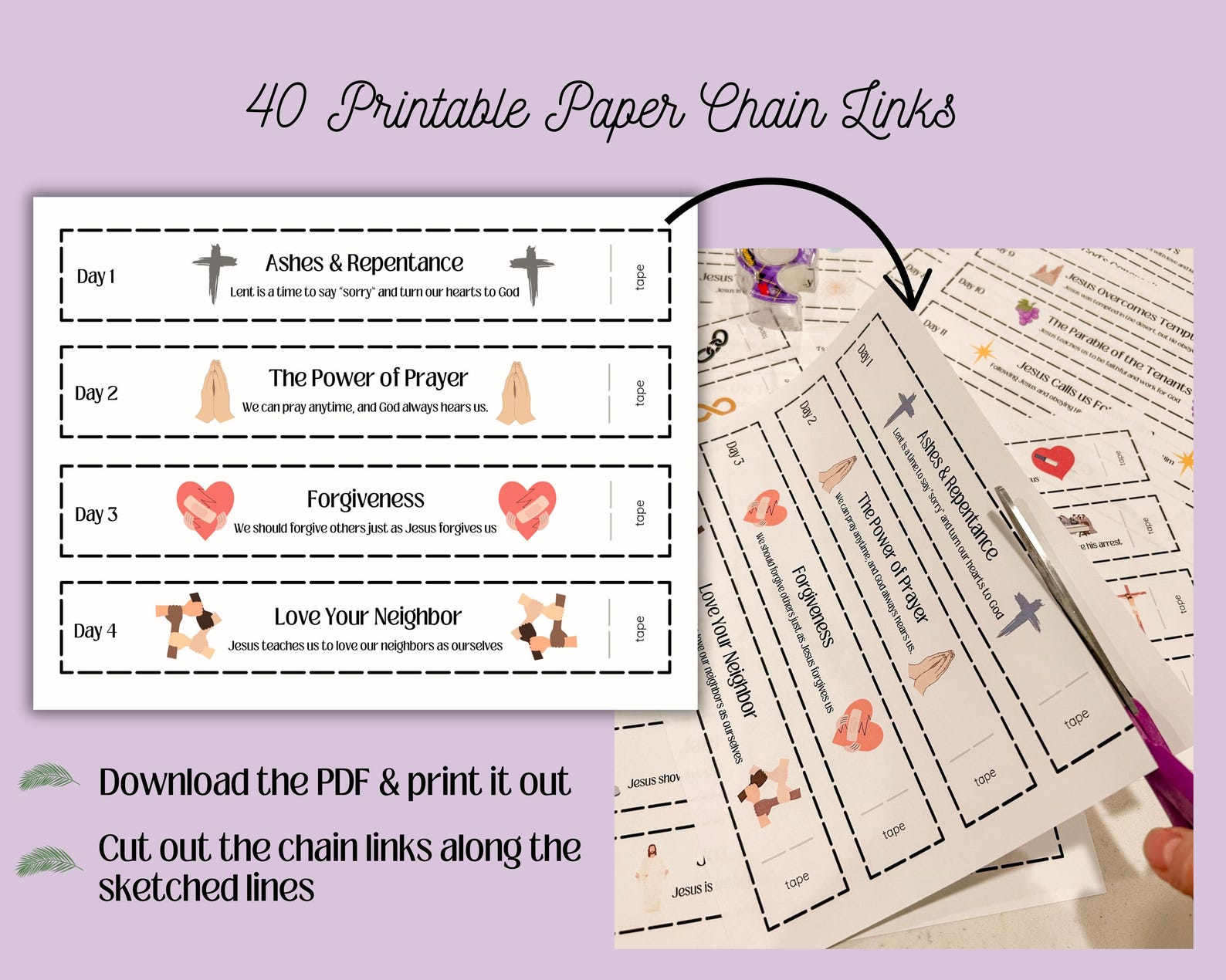 40-day Lent Paper Chain Activity: Reflection Guide (digital Download ...