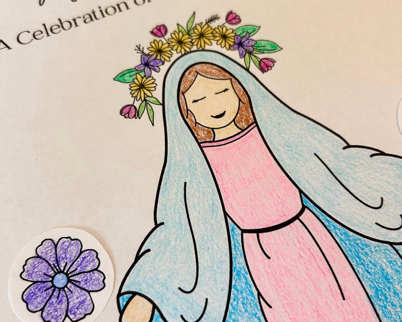 May Crowning Craft: Mary Coloring Page Activity (printable PDF) - Etsy