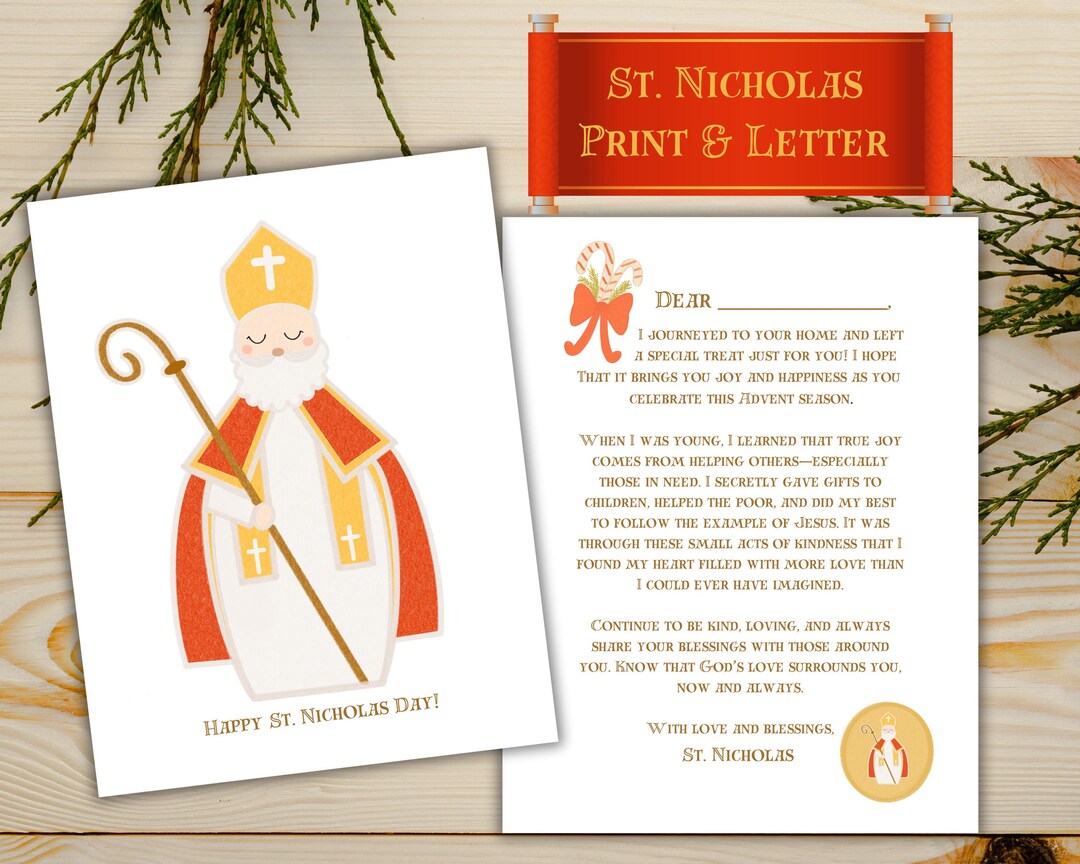 St. Nicholas Day Letter Saint Nicholas Gift St. Nicholas Print St ...