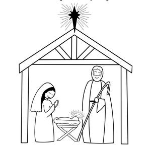 Nativity Scene Coloring Page: Holy Family Christmas (digital Download ...