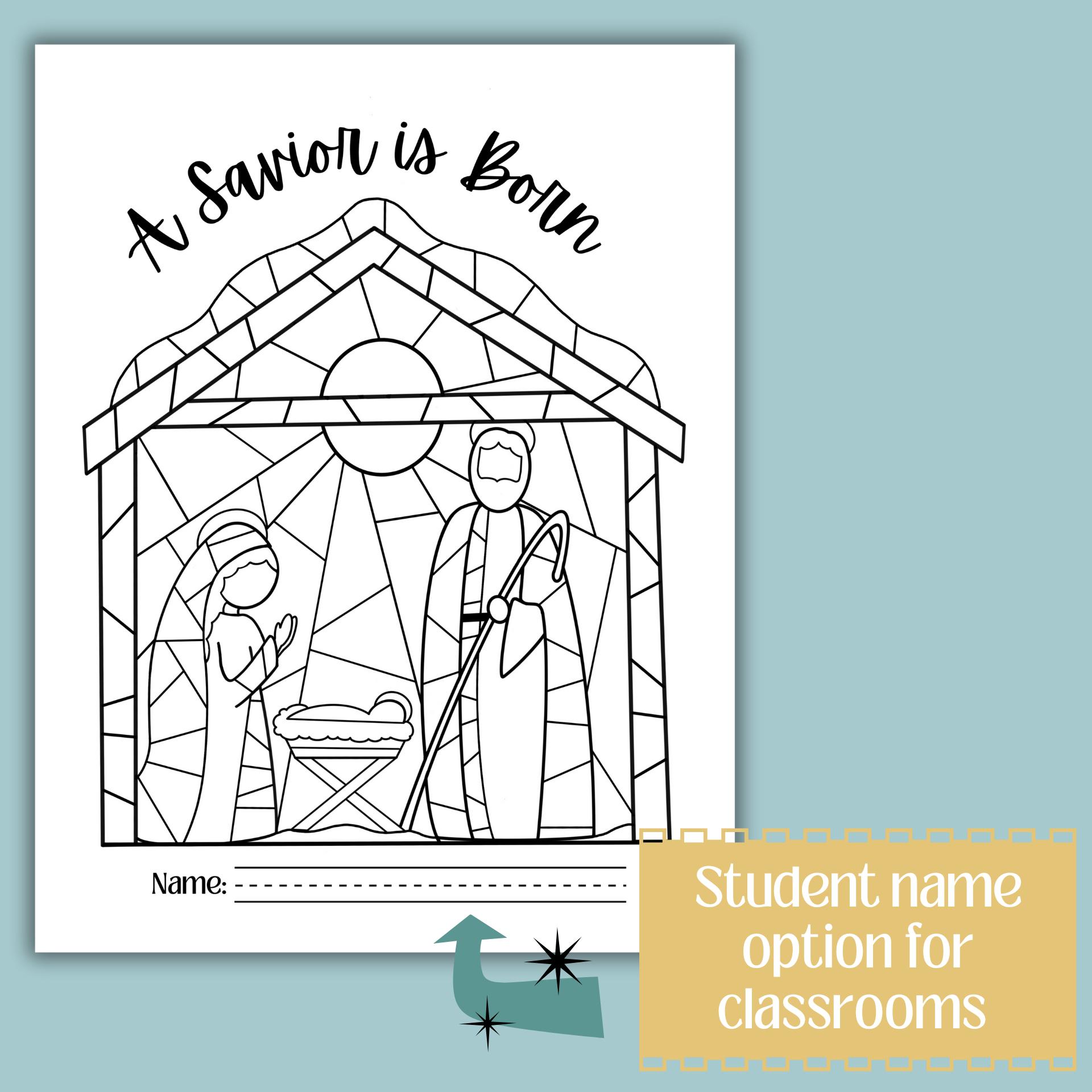 Stained Glass Nativity Coloring Pages: Religious Christmas Craft (PDF ...