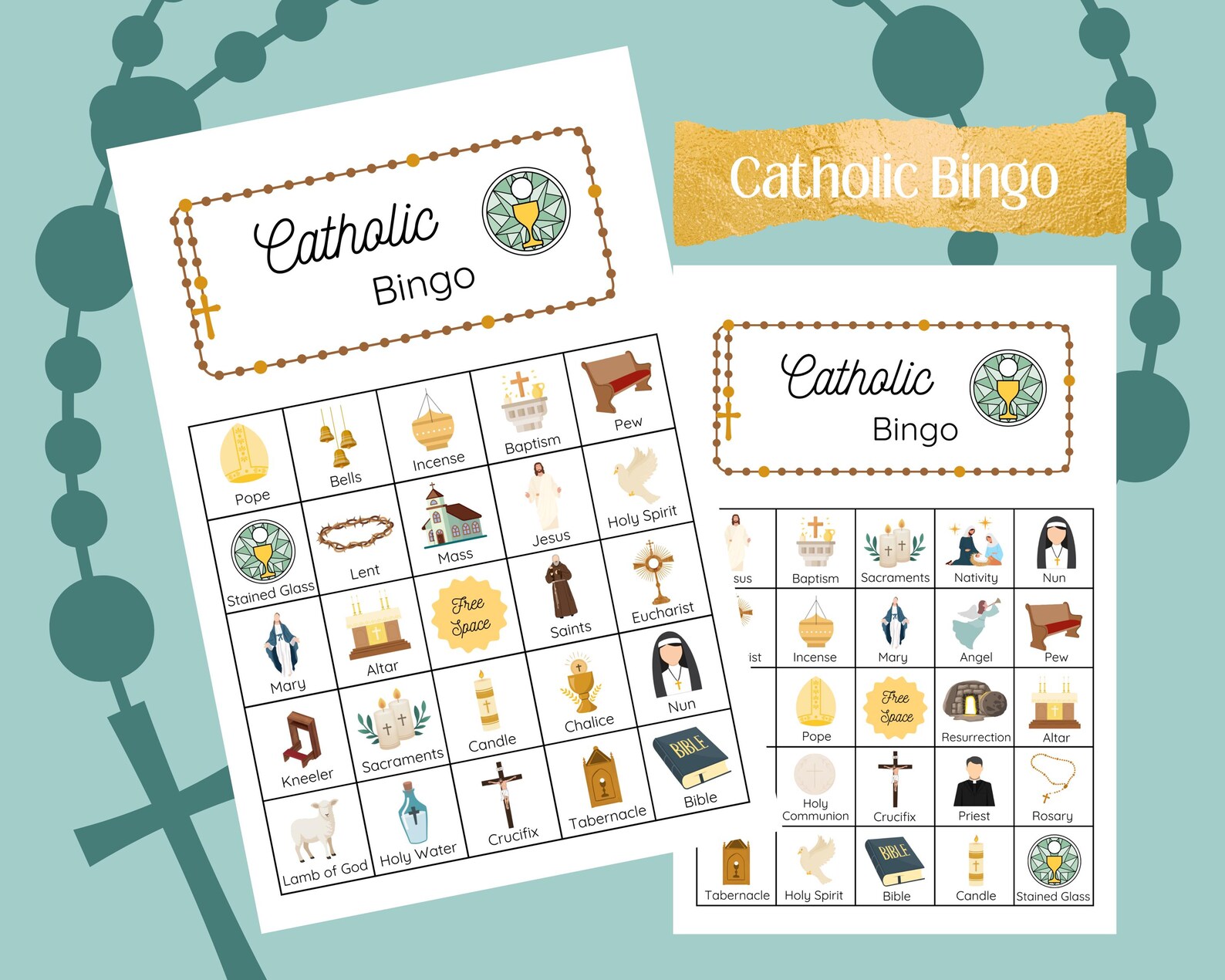 Catholic Bingo Game: 50 Unique Cards, Sunday School Activity (PDF) - Etsy