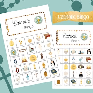 Catholic Bingo Game: 50 Unique Cards, Sunday School Activity (PDF) - Etsy