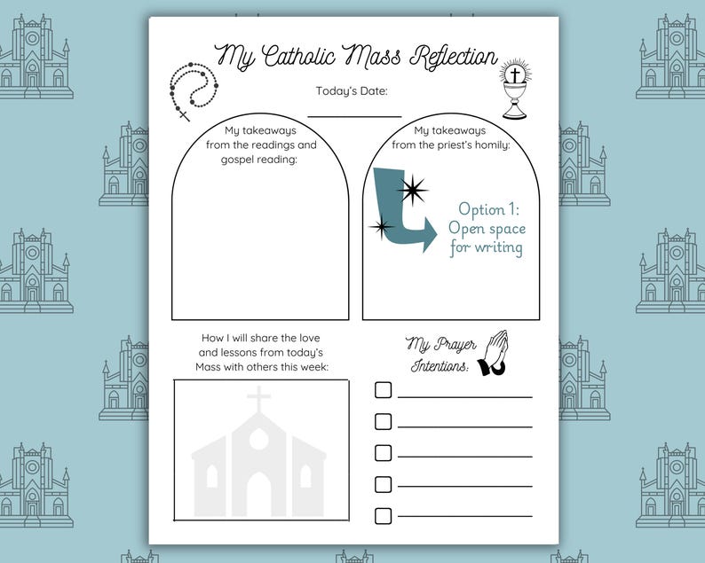Catholic Mass Reflection Worksheet for Kids (digital Download) - Etsy