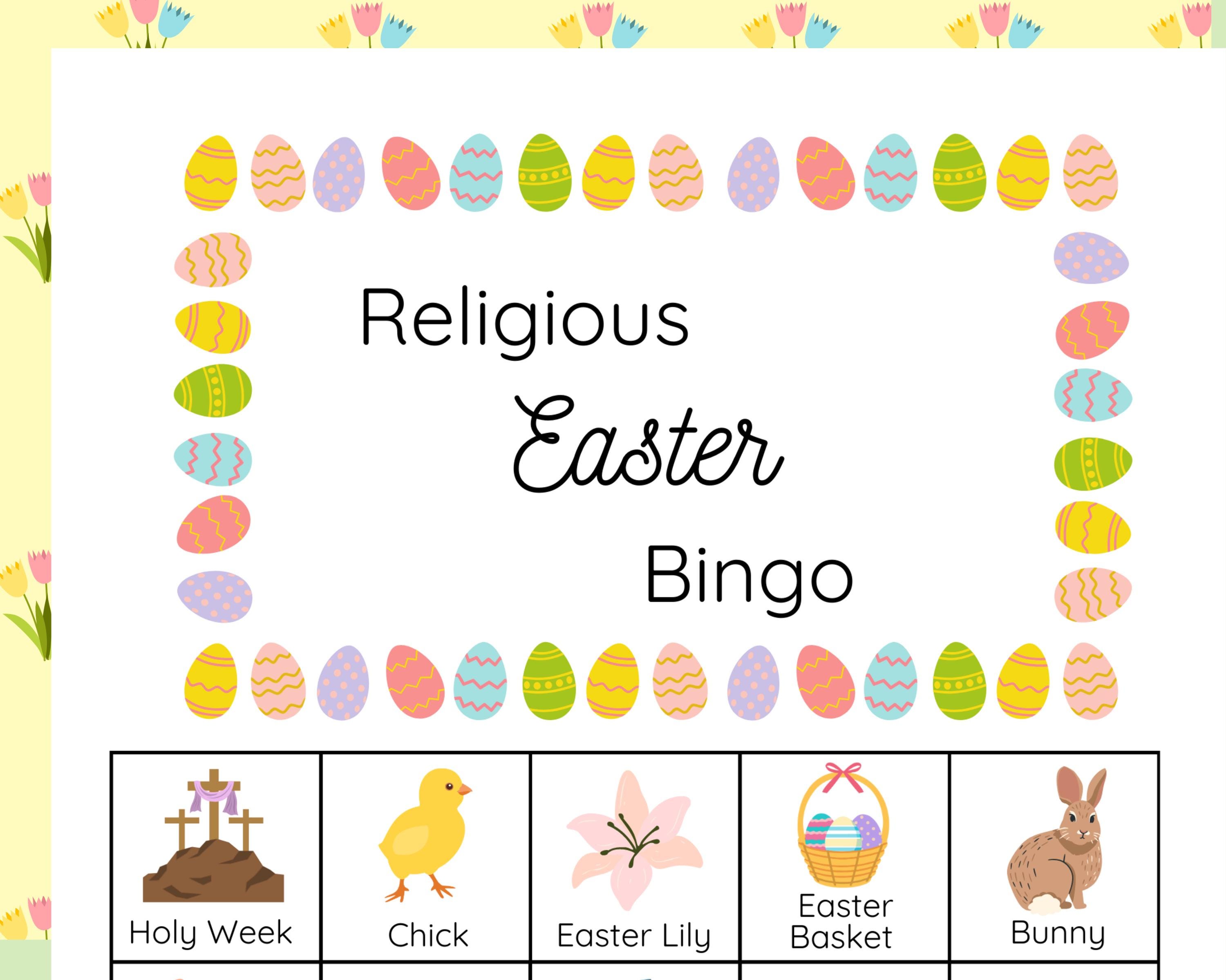 Religious Easter Bingo Game: Christian Kids Activity (digital Download ...