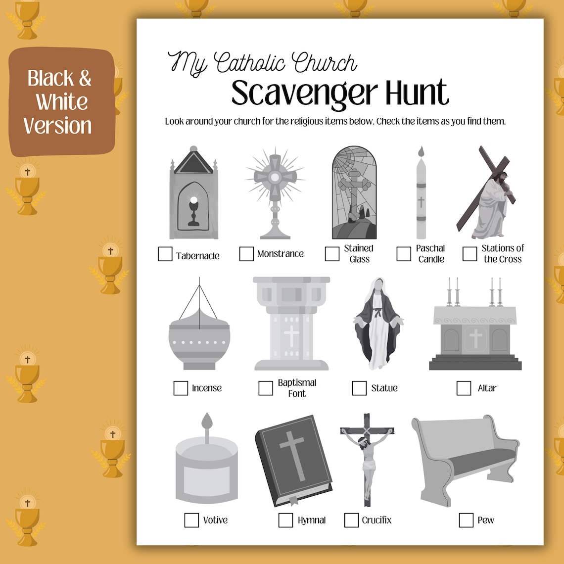 Catholic Church Scavenger Hunt for Kids (PDF) - Etsy