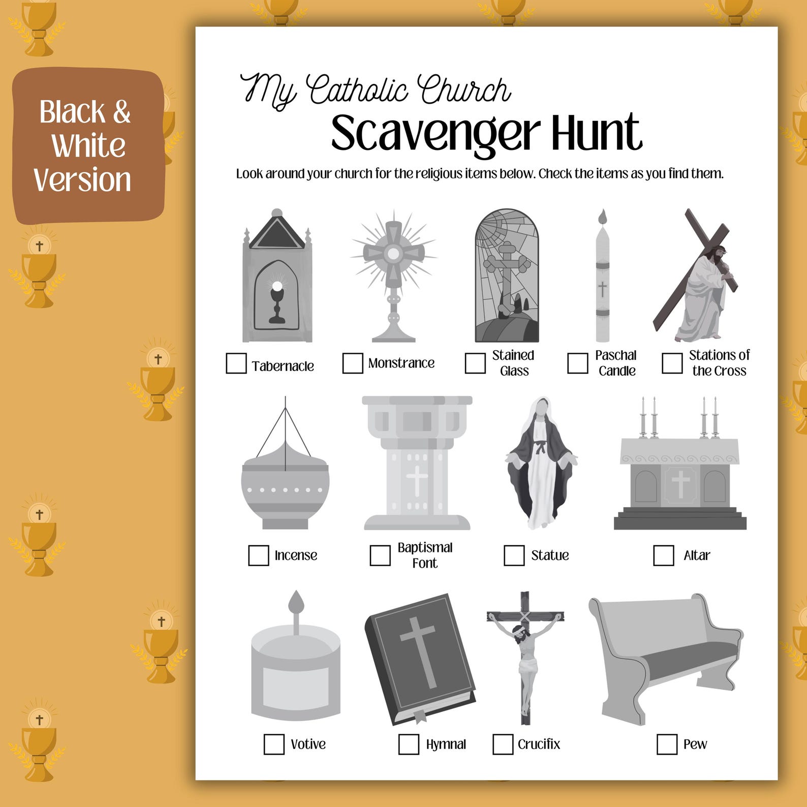 Catholic Church Scavenger Hunt for Kids (PDF) - Etsy