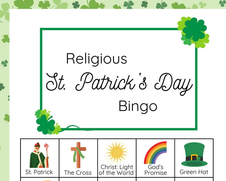 Religious St. Patrick's Day Bingo Game: Christian Activity (PDF) - Etsy
