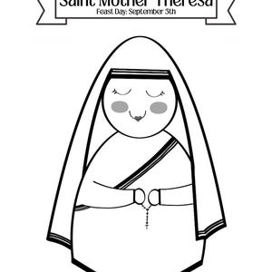 Mother Teresa Coloring Pages: Catholic Saints for Kids (digital ...