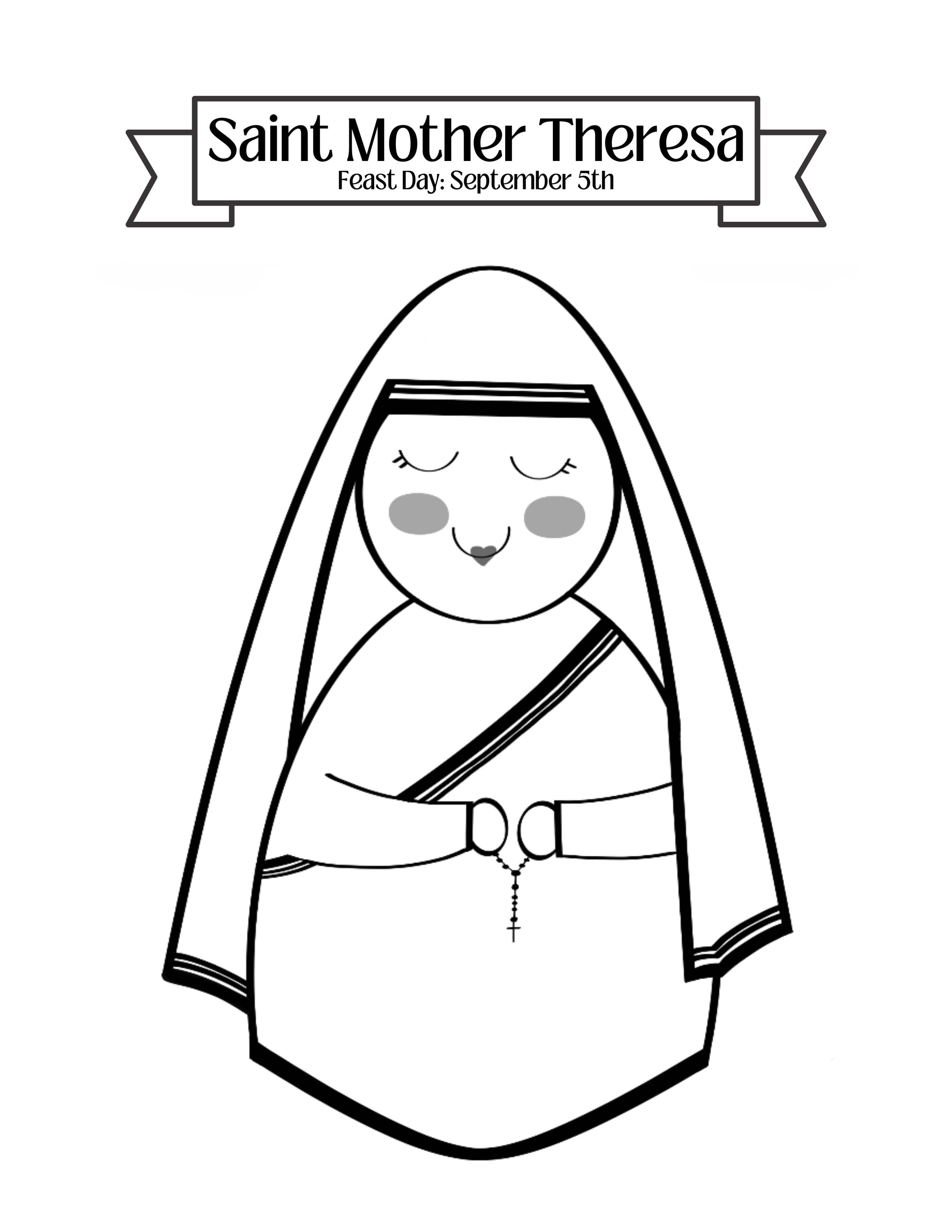 Mother Teresa Coloring Pages: Catholic Saints for Kids (digital ...