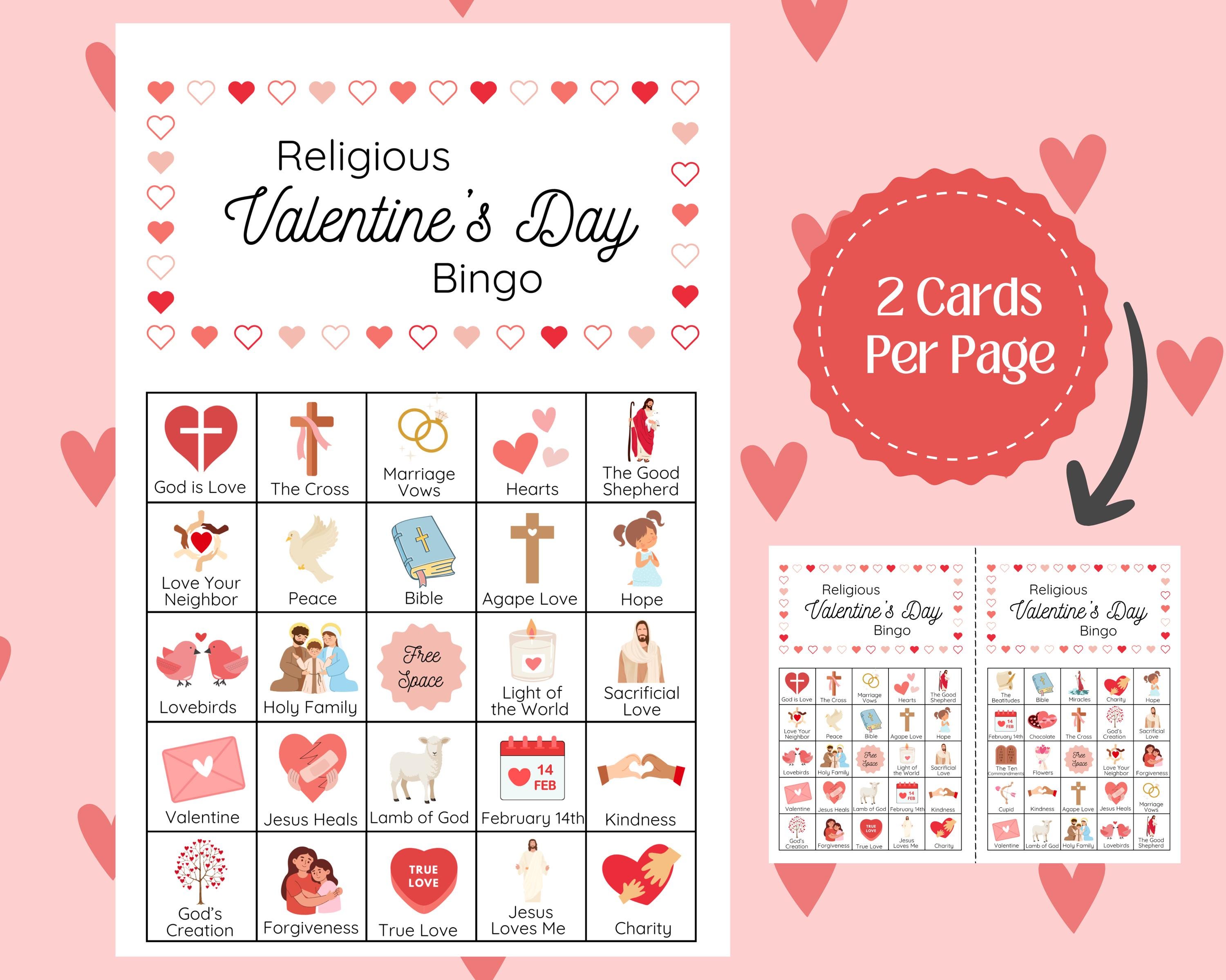 Religious Valentine's Day Bingo Game Christian Valentine's Day Activity ...