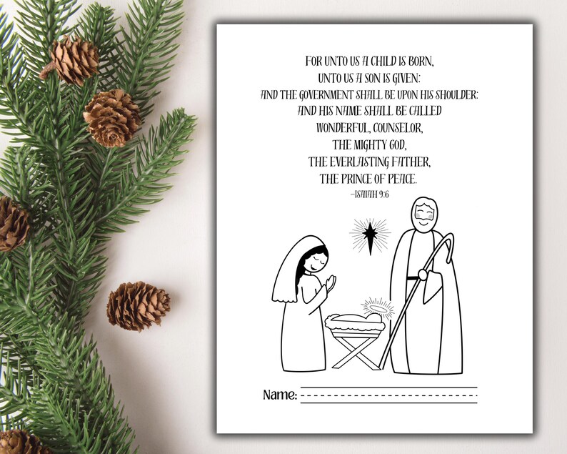 Nativity Scene Coloring Page Holy Family Coloring Page Advent Coloring ...