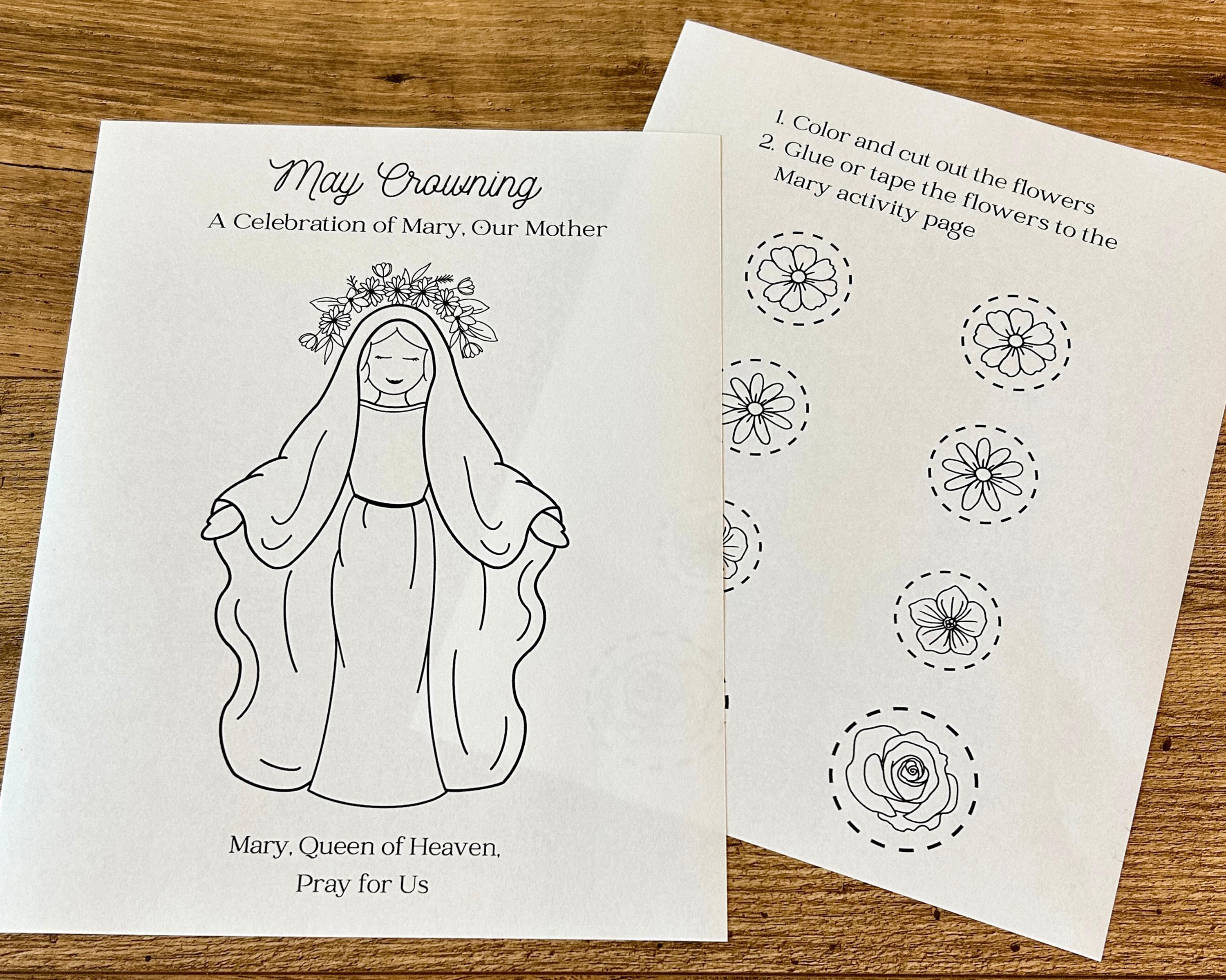 May Crowning Craft: Mary Coloring Page Activity (printable PDF) - Etsy