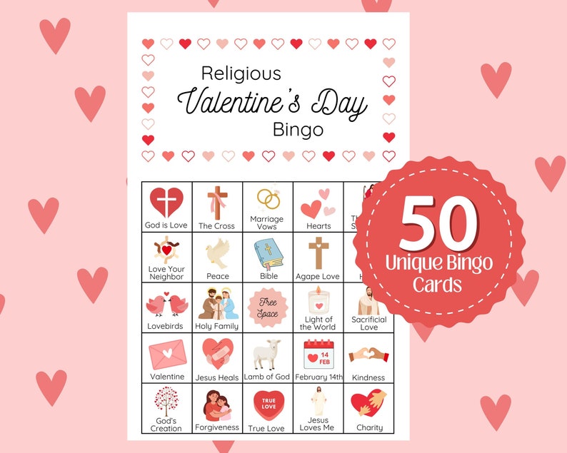 Religious Valentine's Day Bingo Game Christian Valentine's Day Activity ...