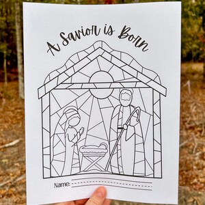 Stained Glass Nativity Coloring Pages: Religious Christmas Craft (PDF ...