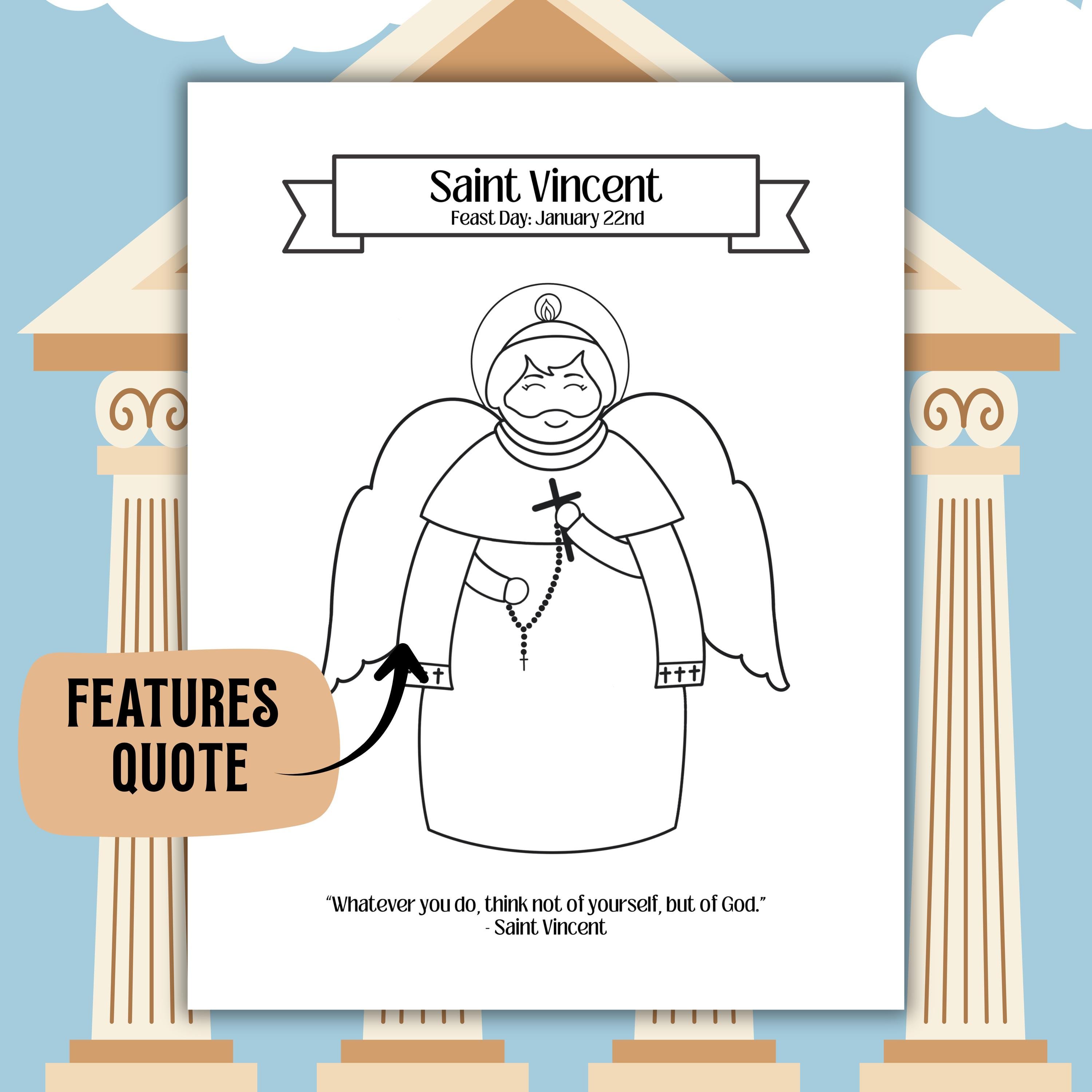 St. Vincent Coloring Pages: Catholic Art (digital Download) - Etsy