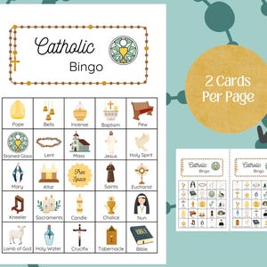 Catholic Bingo Game: 50 Unique Cards, Sunday School Activity (PDF) - Etsy