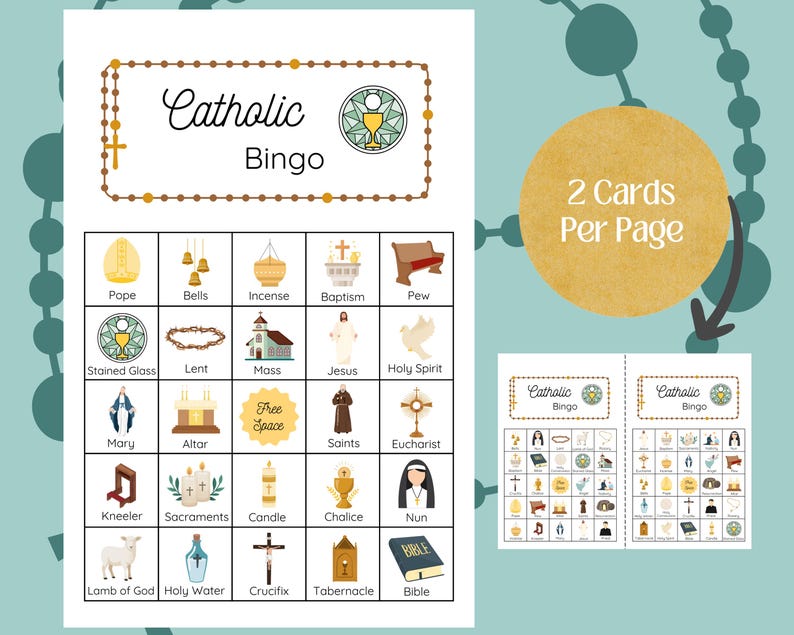 Catholic Bingo Game: 50 Unique Cards, Sunday School Activity (PDF) - Etsy