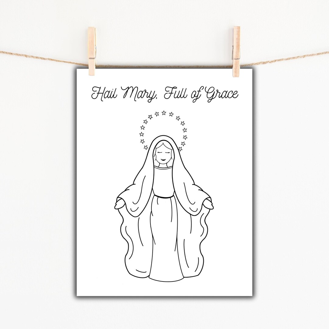 Mary Coloring Page Hail Mary Coloring May Crowning Assumption Our Lady ...
