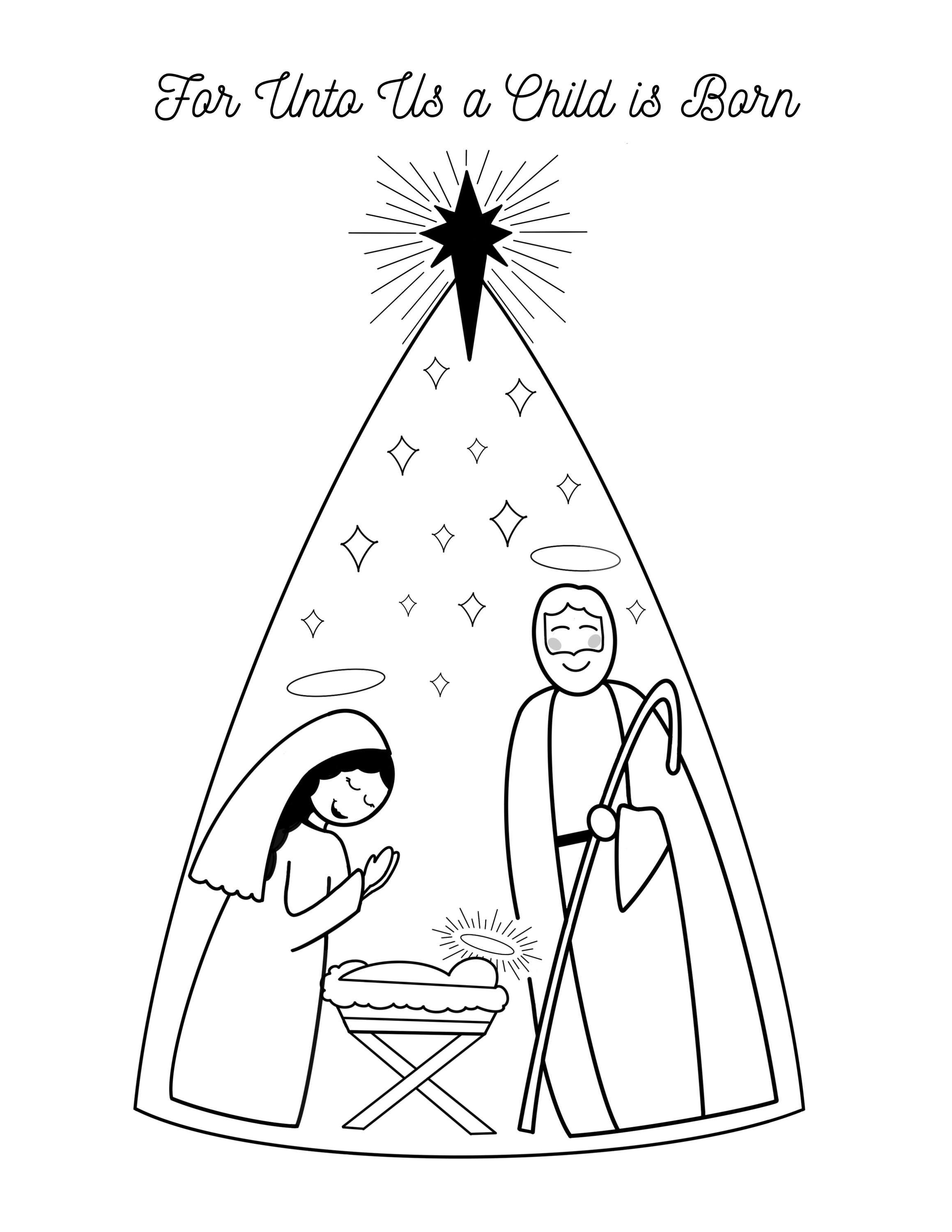 Nativity Scene Coloring Pages: Holy Family Christmas Crafts (digital ...