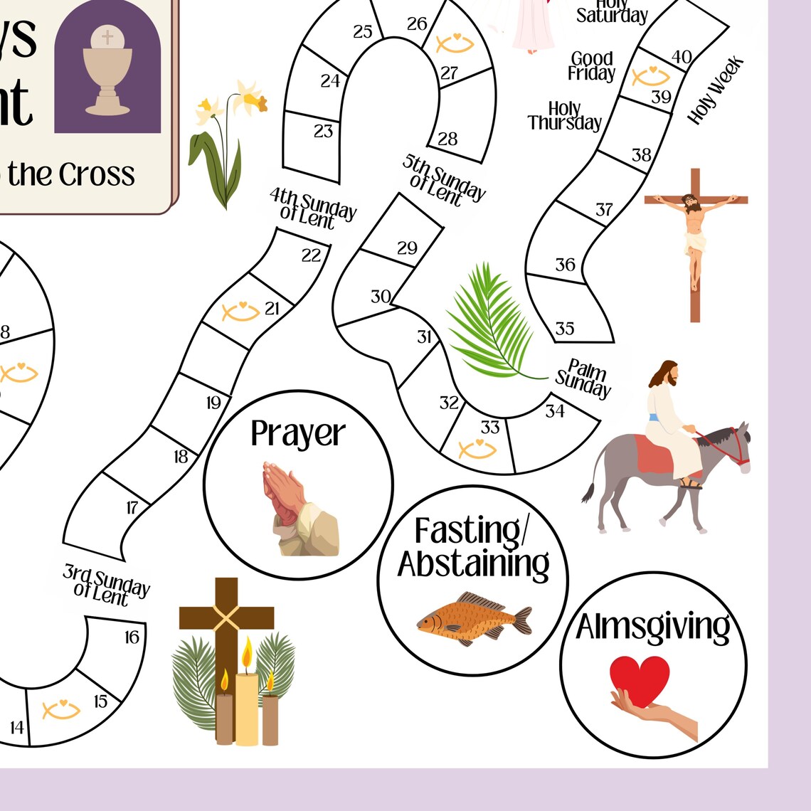 Lent Calendar 40 Days of Lent Countdown Journey to the Cross Activity ...
