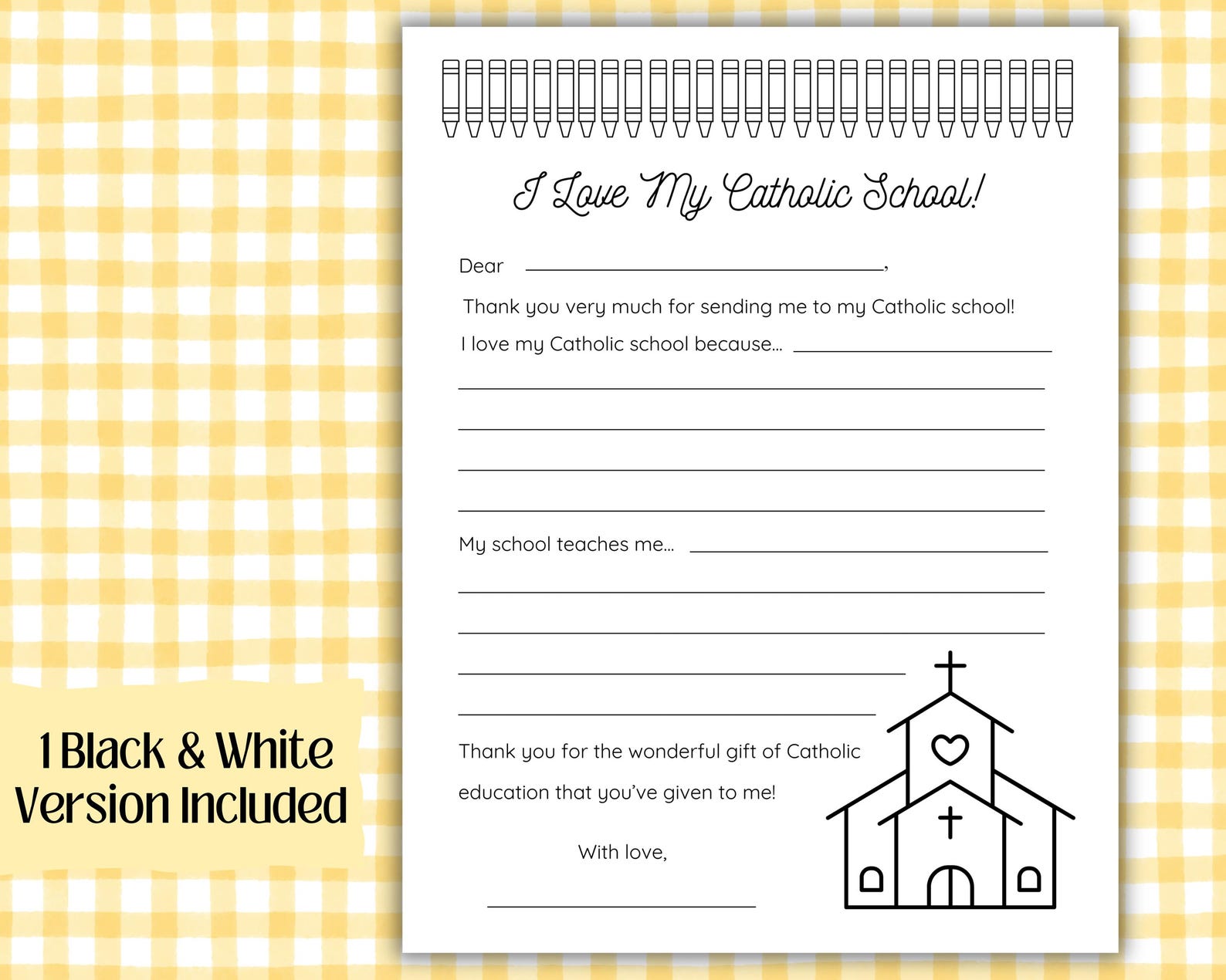 Catholic Schools Week Letter I Love My Catholic School Thank You Letter ...