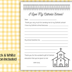 Catholic Schools Week Letter I Love My Catholic School Thank You Letter ...
