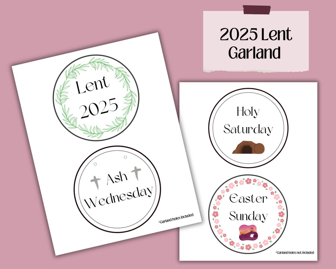 2025 Lent Garland Ash Wednesday Activity Lent for Kids Lent Decor Lent ...