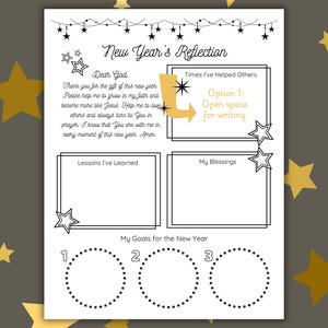 Christian New Year's Reflection Worksheet: Kids' Goals & Prayer (PDF ...