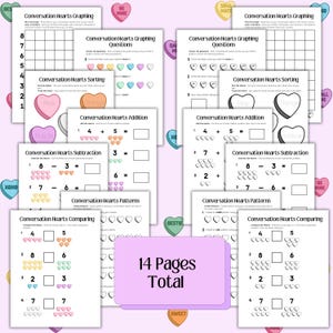 Conversation Hearts Math Packet: Valentine's Day Activity (PDF) - Etsy