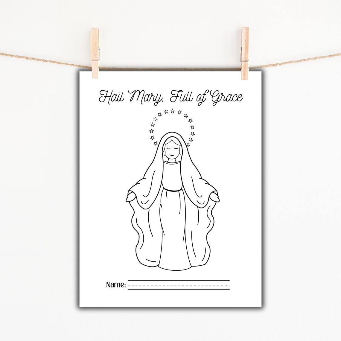 Mary Coloring Page Hail Mary Coloring May Crowning Assumption Our Lady ...
