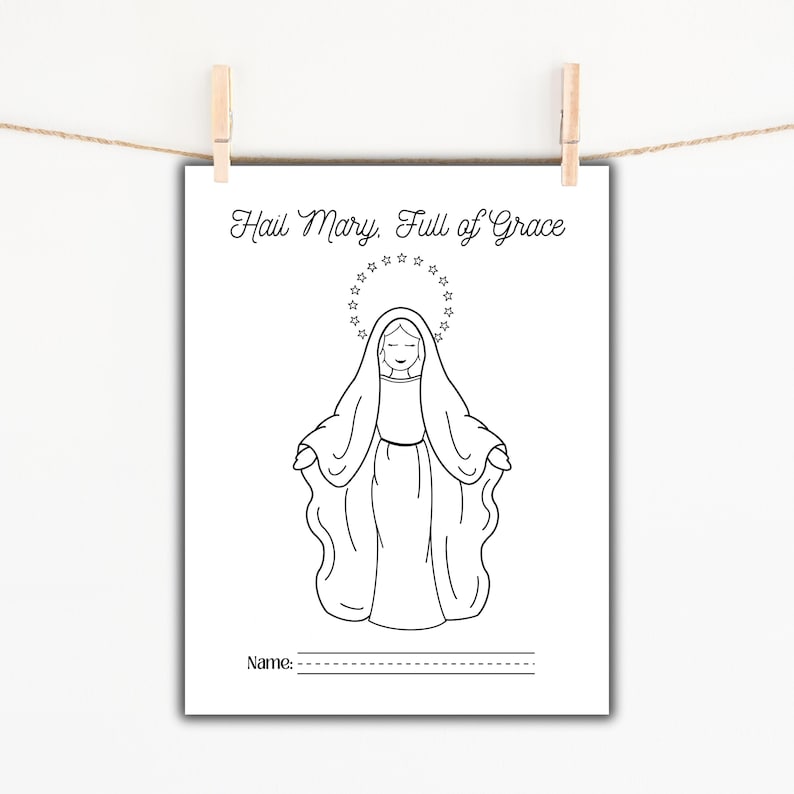 Mary Coloring Page Hail Mary Coloring May Crowning Assumption Our Lady ...