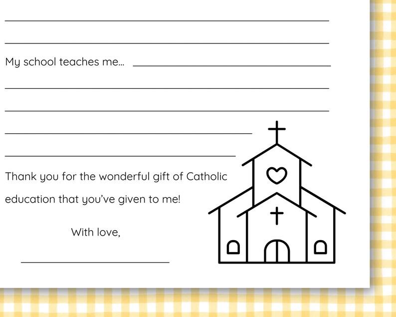 Catholic Schools Week Letter I Love My Catholic School Thank You Letter ...